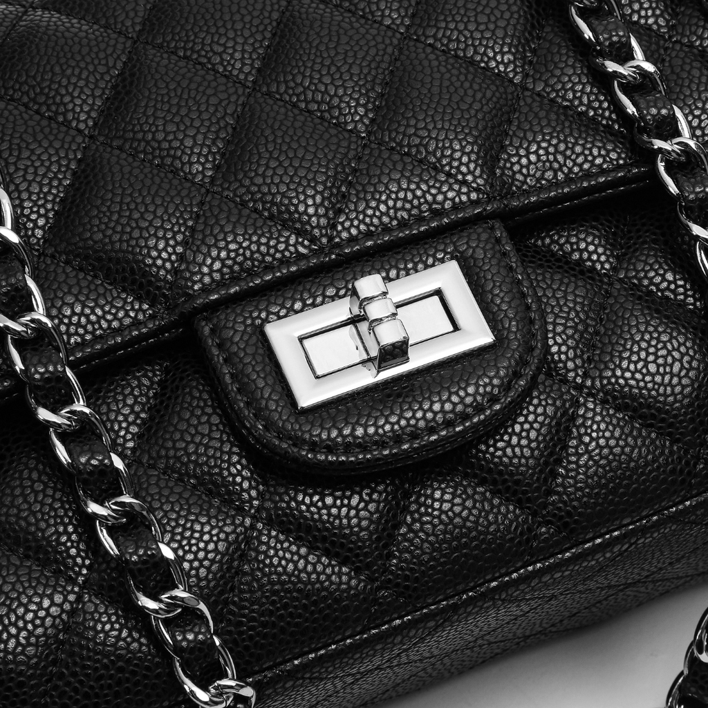 Crossly Leather Medium Shoulder/Crossbody Bag, Black Grained – HOPE ROZA